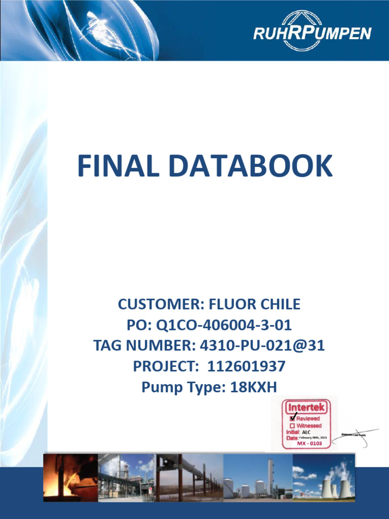 Bomba Ruhr Pumpen 112601937-18KXH-Final Databook | PDF | Bomba | Tornillo