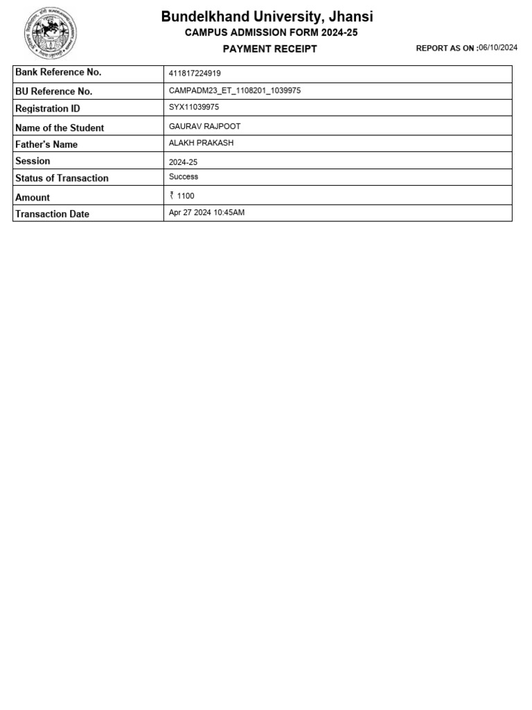 Admission Receipt | PDF