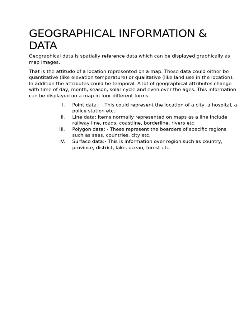 Geographical Data Types and Uses | PDF