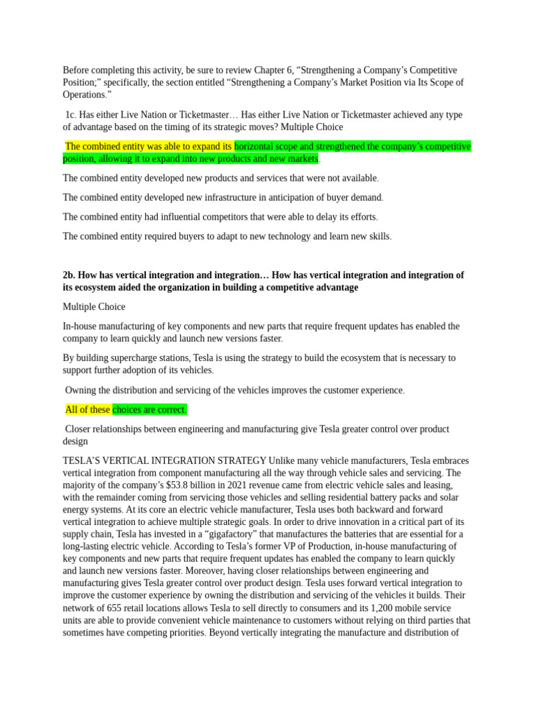 MGT 4380 Strategic Management - Week 7 Exercises - 2.19.25 | PDF | E Commerce | Walmart