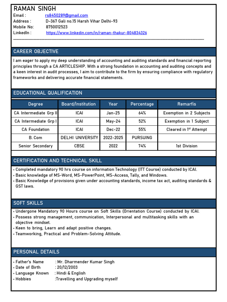 Raman Resume 1 | PDF