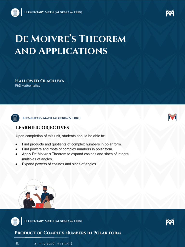 De Moivre's Theorem and Its Applications | PDF