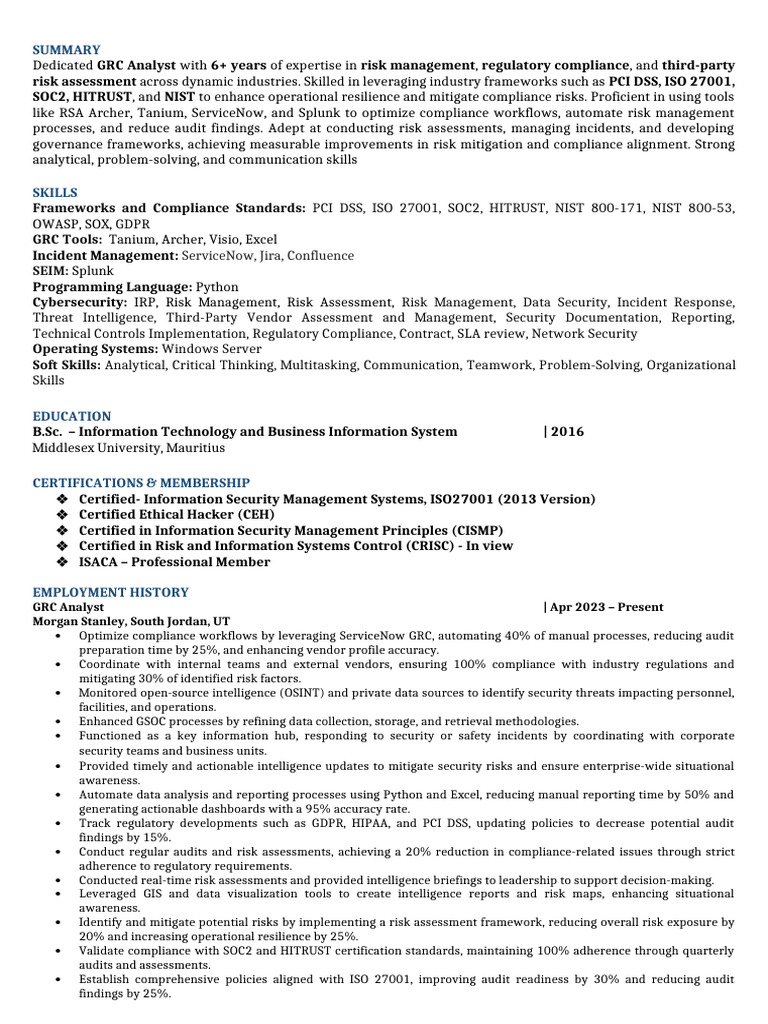 Ola GRC Analyst Updated | PDF | Computer Security | Security