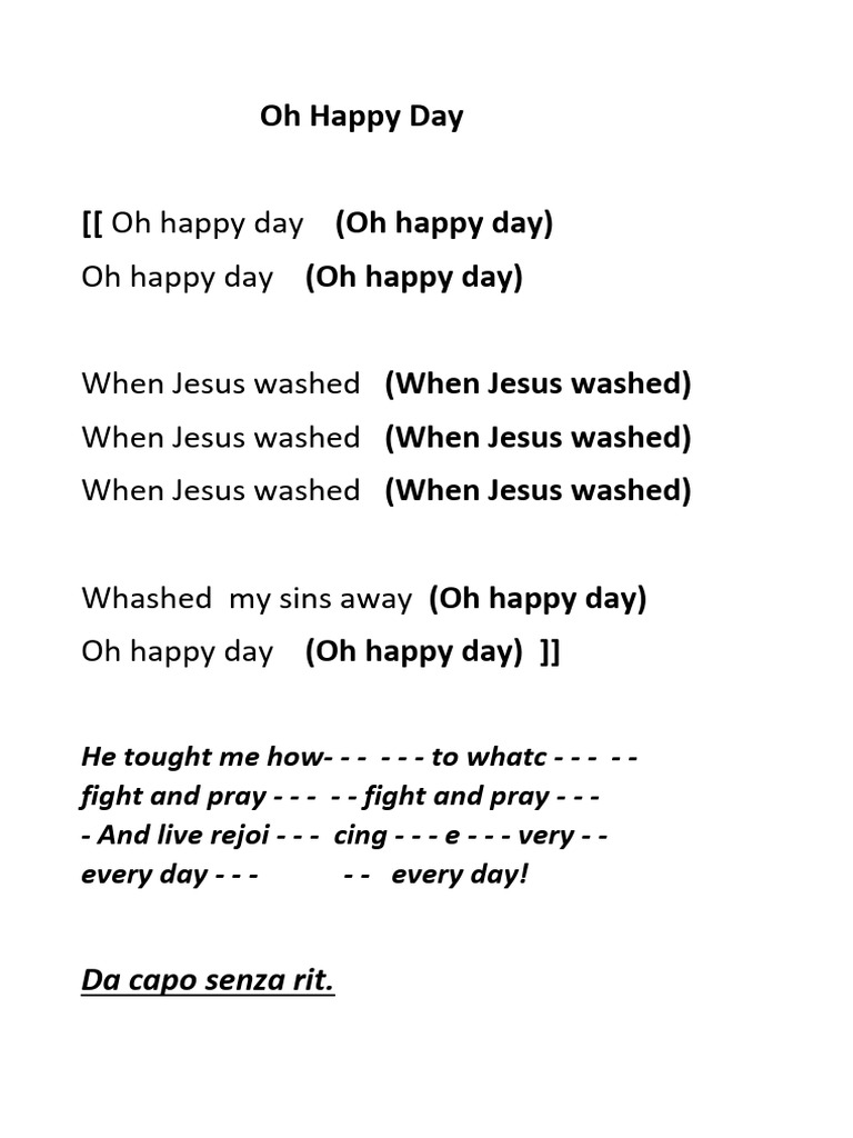 Oh Happy Day Testo | PDF