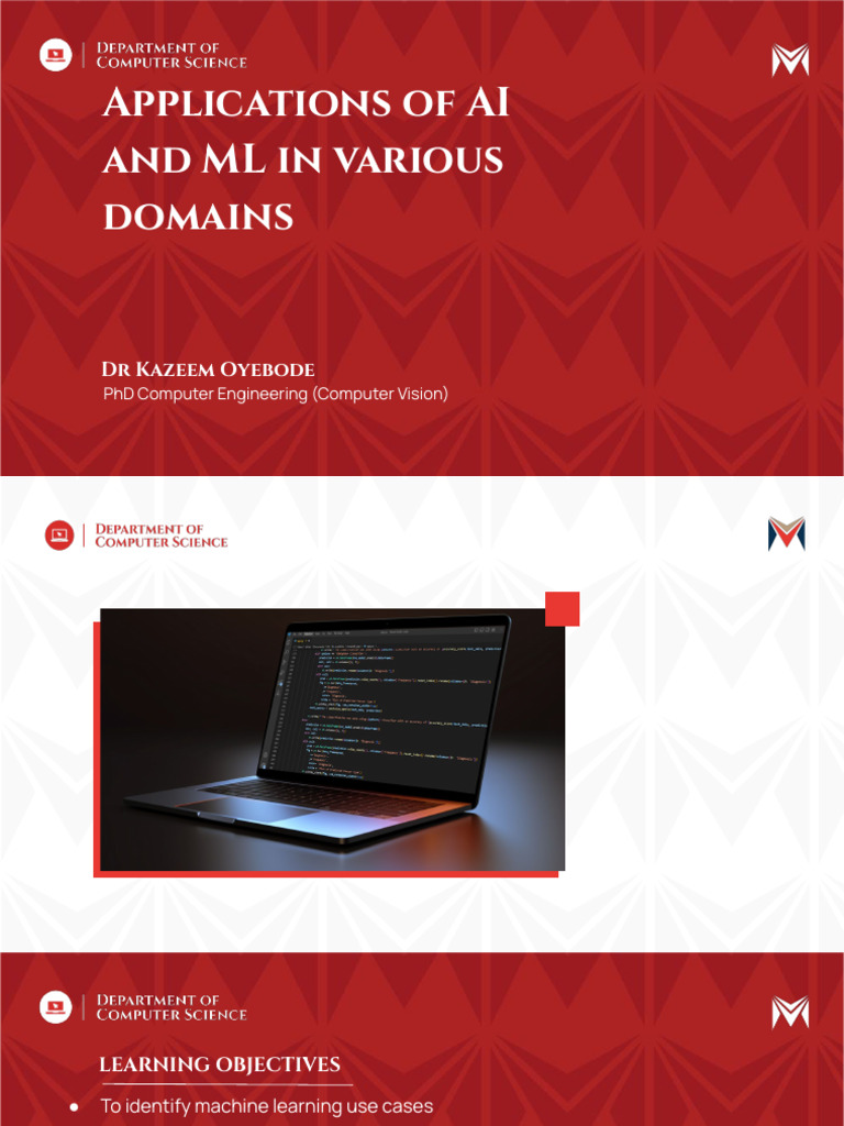 Applications of AI and ML in Various Domains PDF | PDF | Machine Learning | Artificial Intelligence