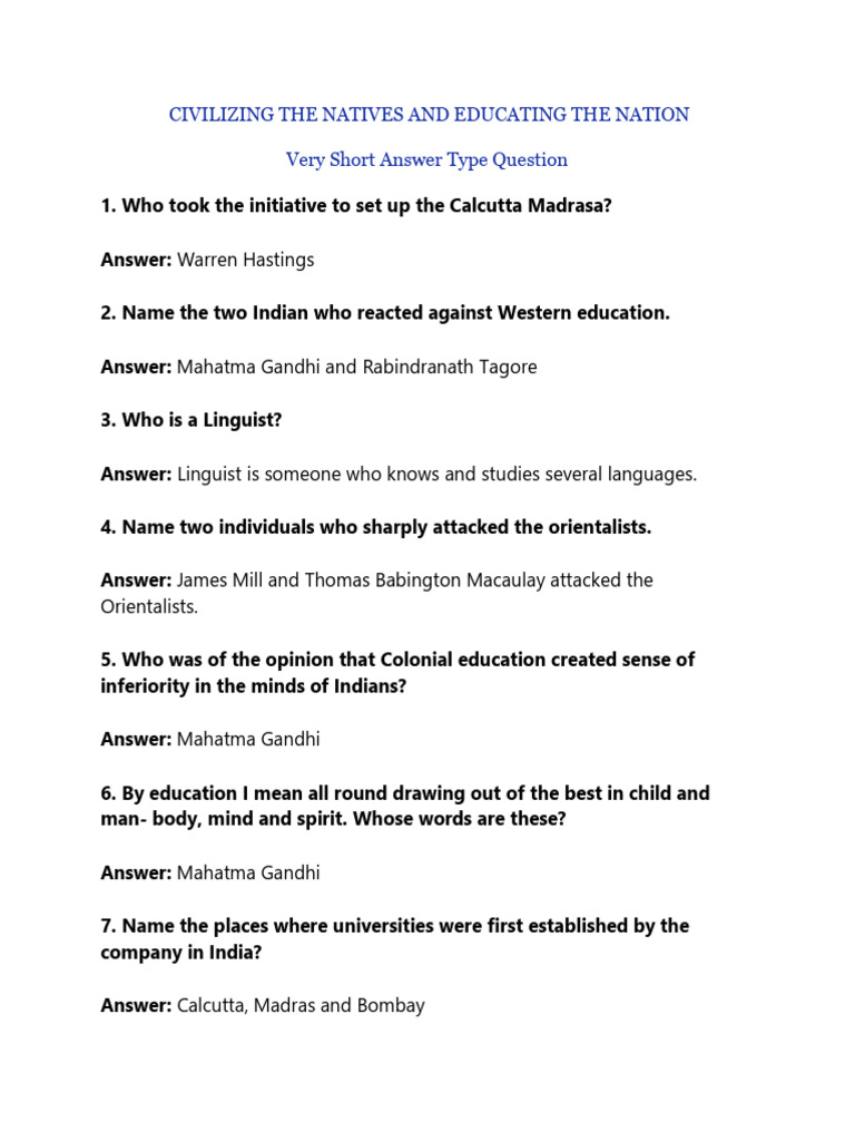 Civilizing the Natives and Educating the Nation | PDF | Rabindranath ...