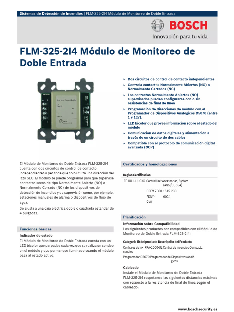 Modulo de Monitoreo Bosch FLM-325-2I4 | PDF | Electrónica | Informática
