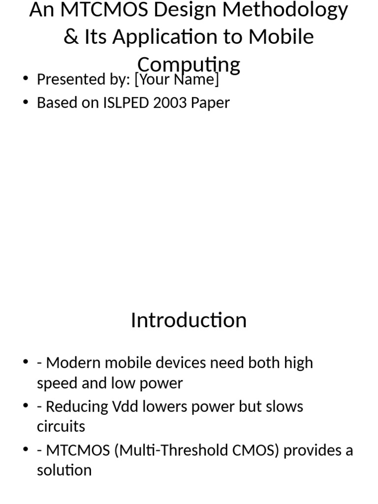 MTCMOS Design Methodology Presentation | PDF
