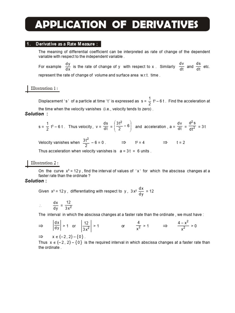 Application of Derivatives | PDF | Mathematical Analysis | Geometry