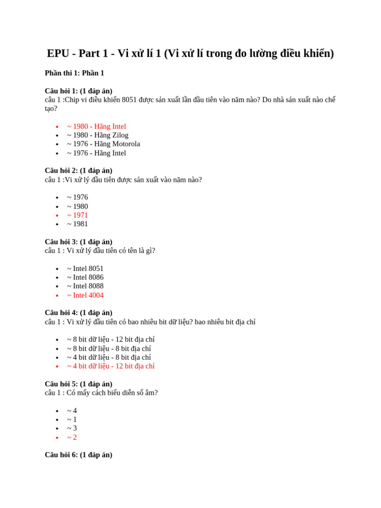 Vi xử lý Đáp án123 | PDF