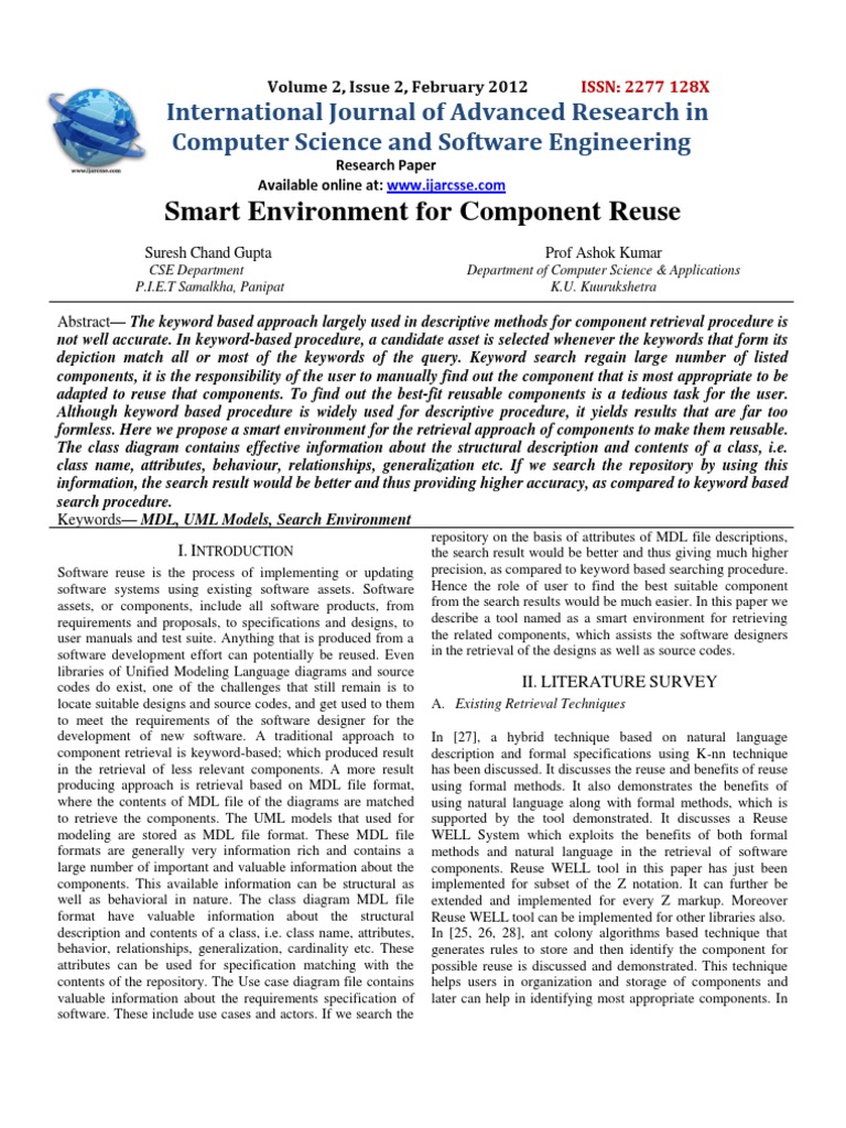 Smart Environment For Component Reuse | PDF | Component Based Software ...