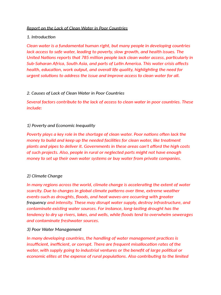 GP - Sa-2 - Report-Water Crisis in Poor Countries | PDF | Water ...