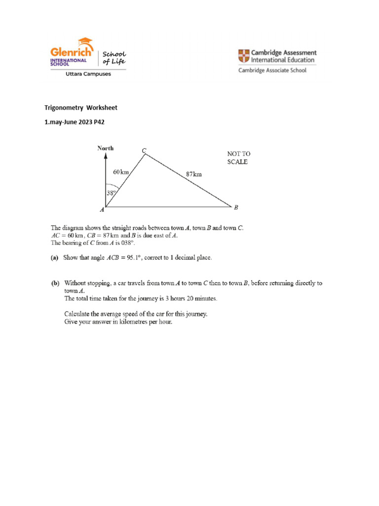 Trigonometry worksheet (1) | PDF