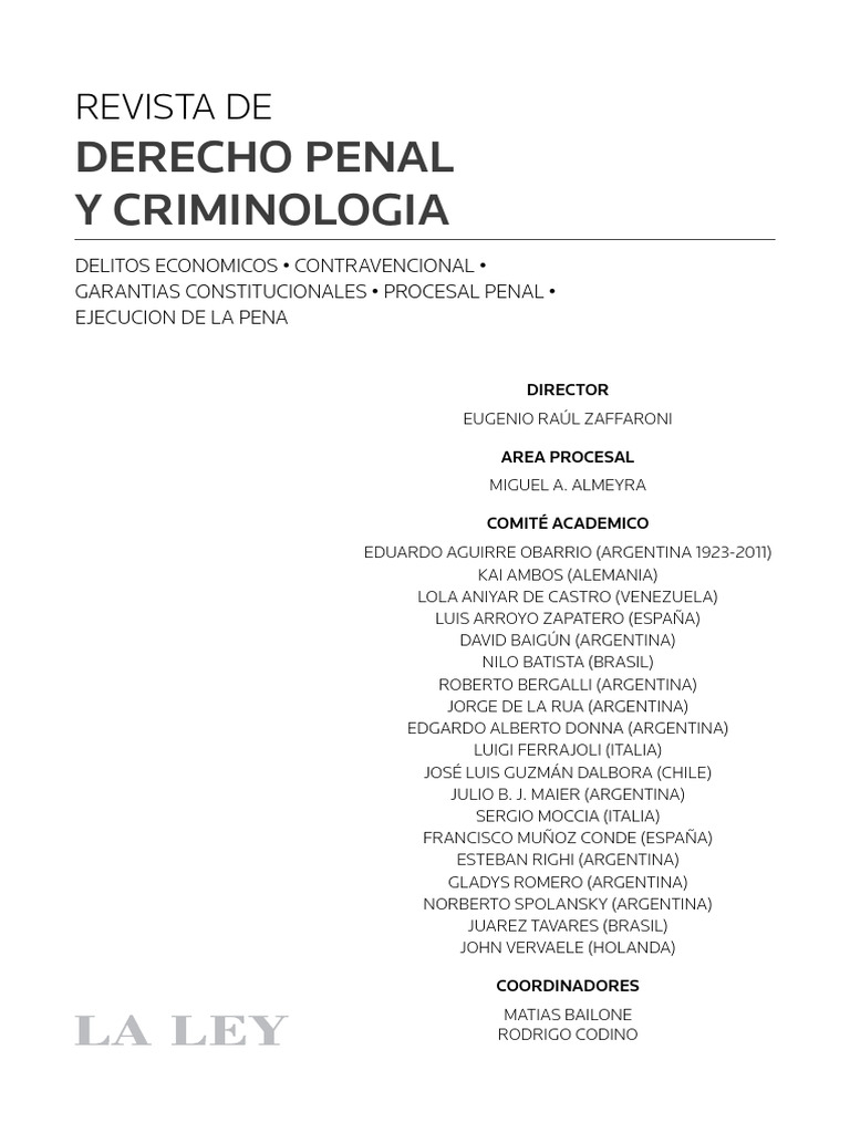 Revista Derecho Penal y Criminologia Año 3 N 4 | PDF | Derecho penal | Crímenes