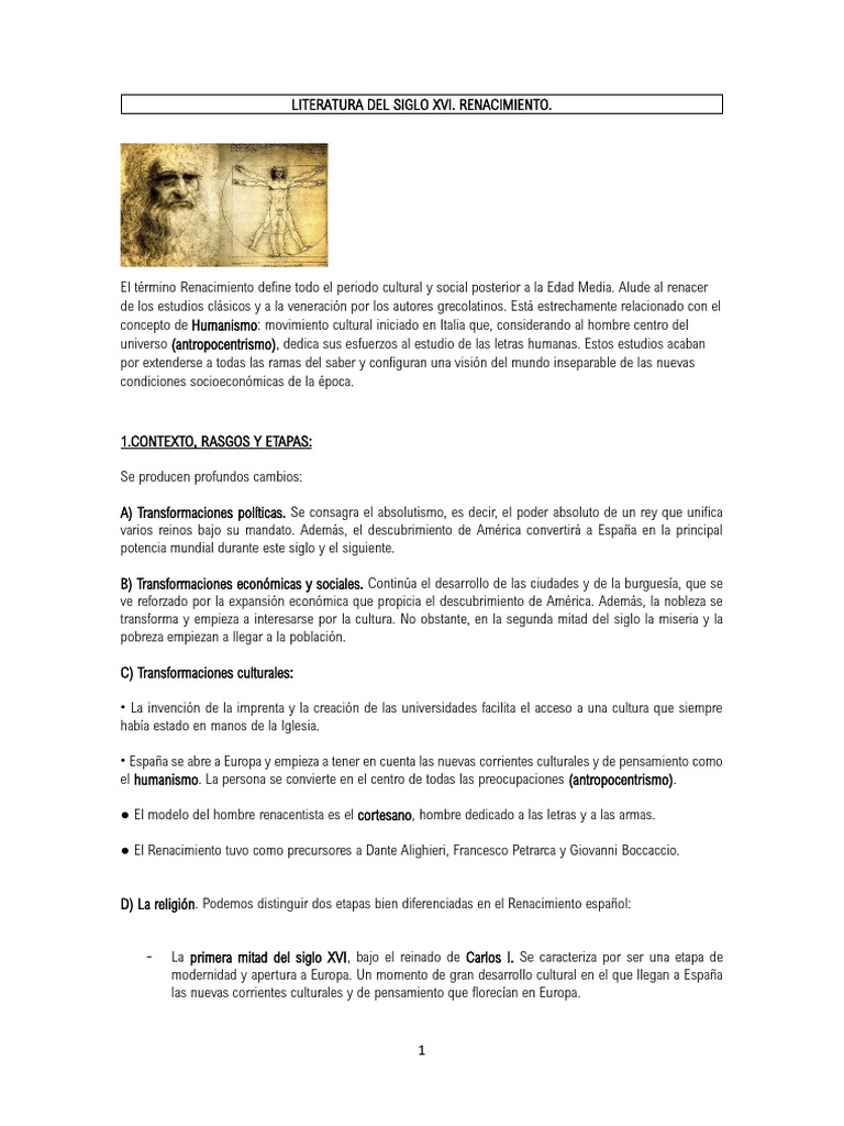 Literatura Del Siglo Xvi | PDF | Don Quijote | Miguel De Cervantes