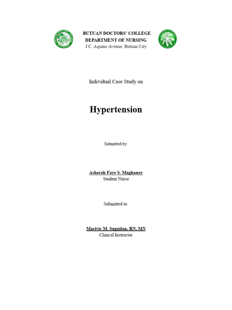 Copy of Hypertension Case Study (1) | PDF | Endocrine System | Blood ...
