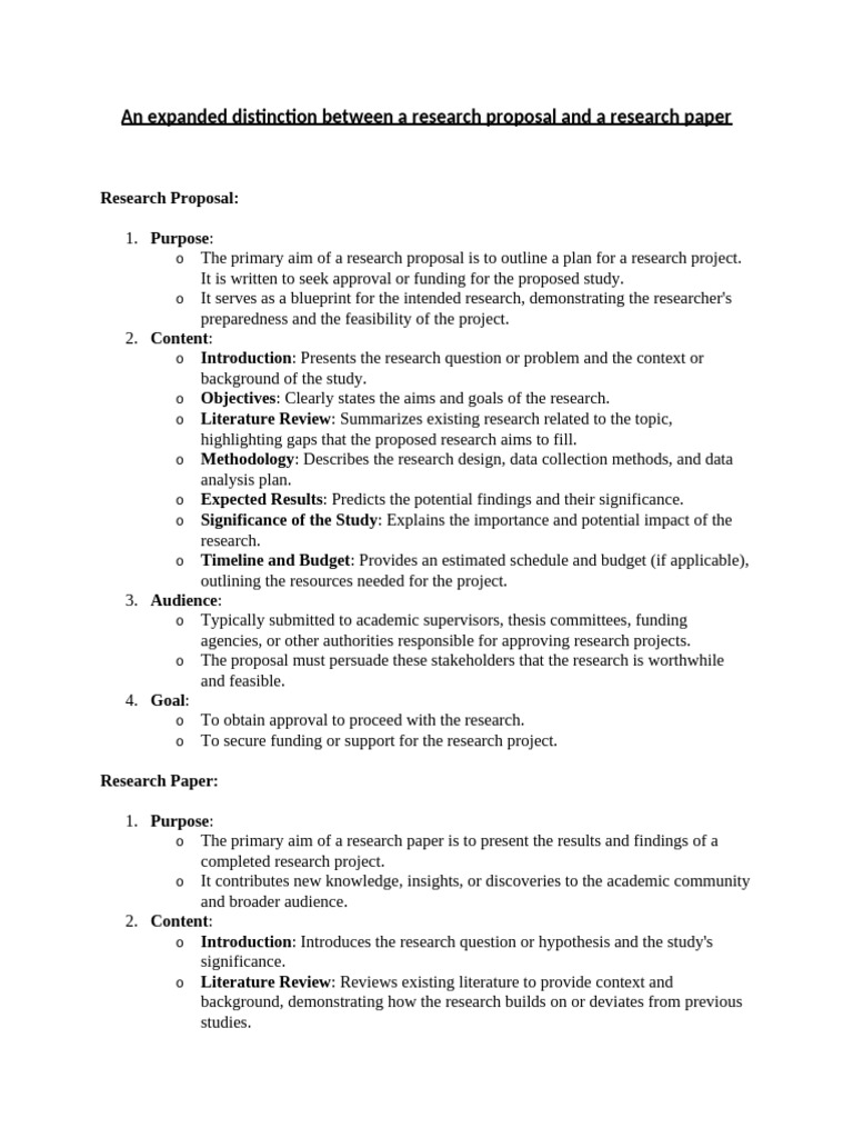 Distinguishing Research Proposals and Papers | PDF | Academic ...