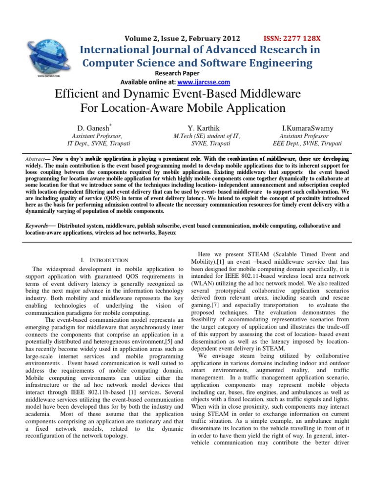 Efficient and Dynamic Event-Based Middleware For Location-Aware Mobile Application | PDF | Web ...