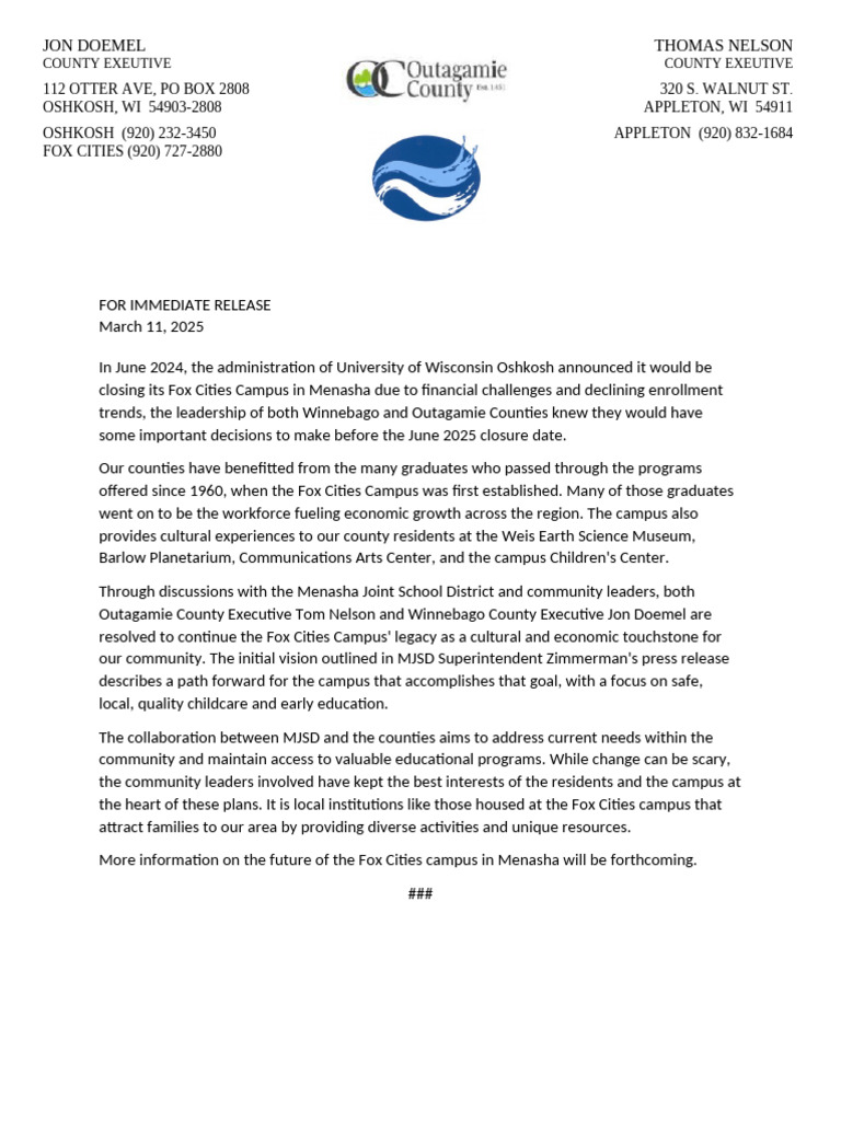 Future of Fox Cities Campus Post-Closure | PDF