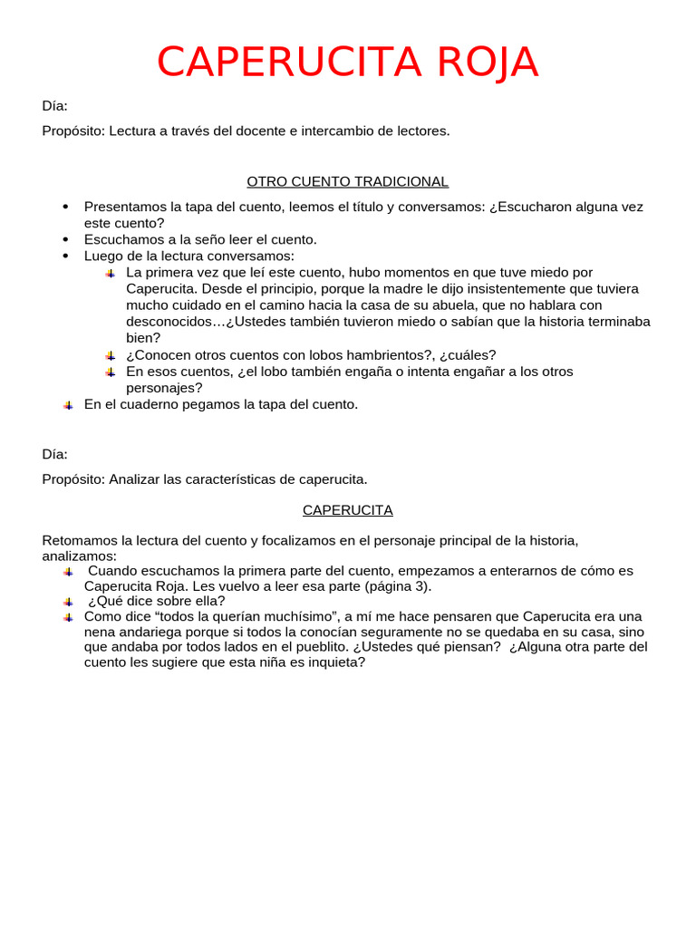 Análisis de Caperucita Roja y el Lobo | PDF | Caperucita Roja | Obras ...