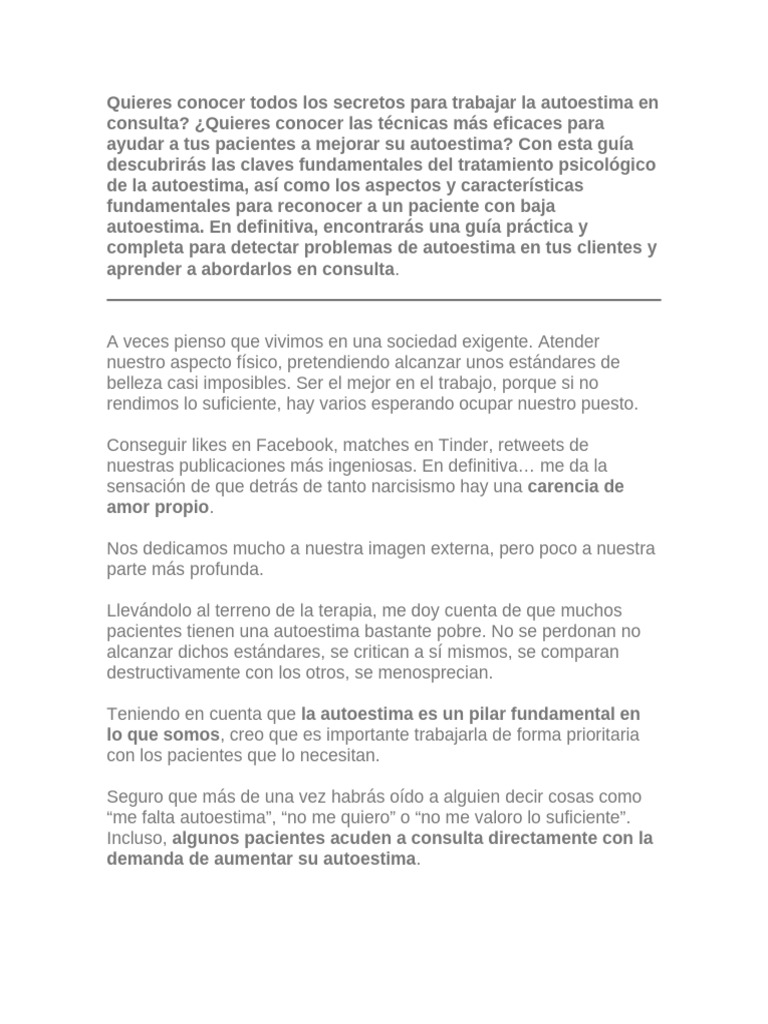 Guía para Mejorar la Autoestima en Terapia | PDF | Autoestima | Amor