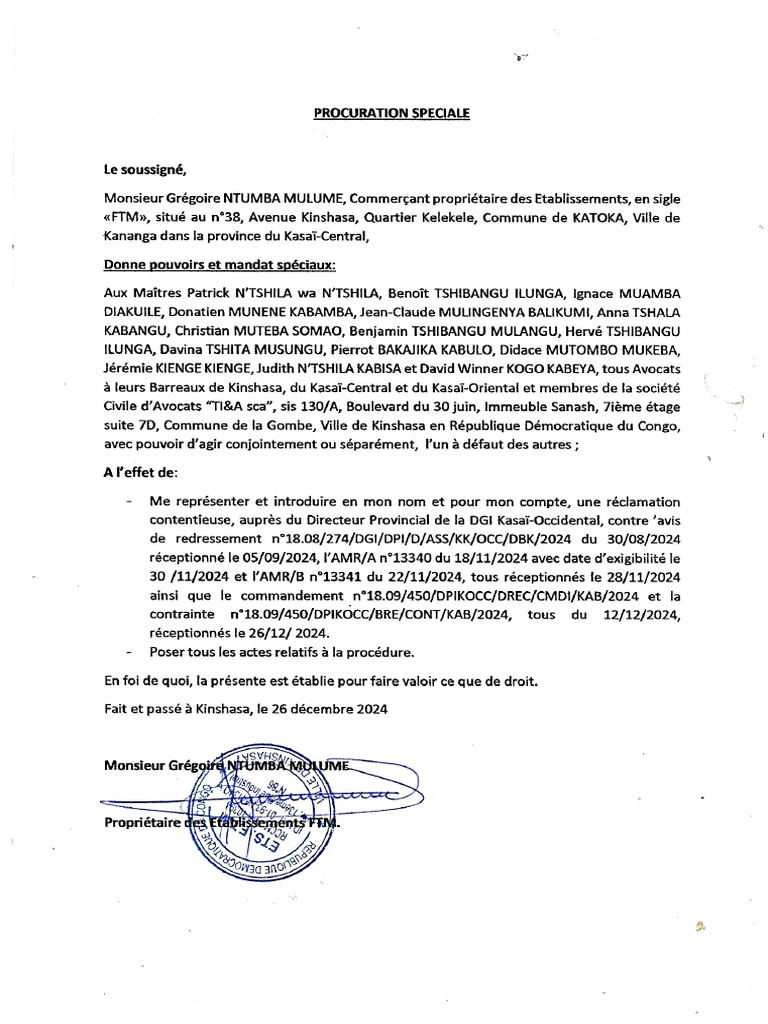 PROCURATION SPECIALE | PDF