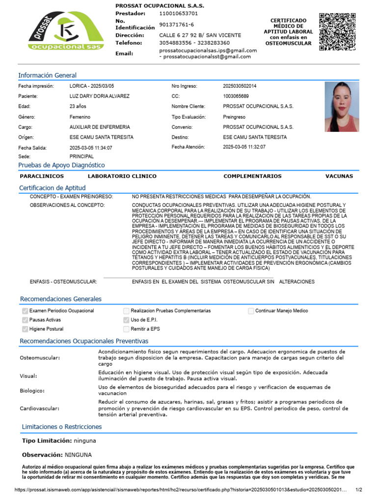 Luz Dary Doria Alvarez.. | PDF | Medicina | Especialidades Medicas