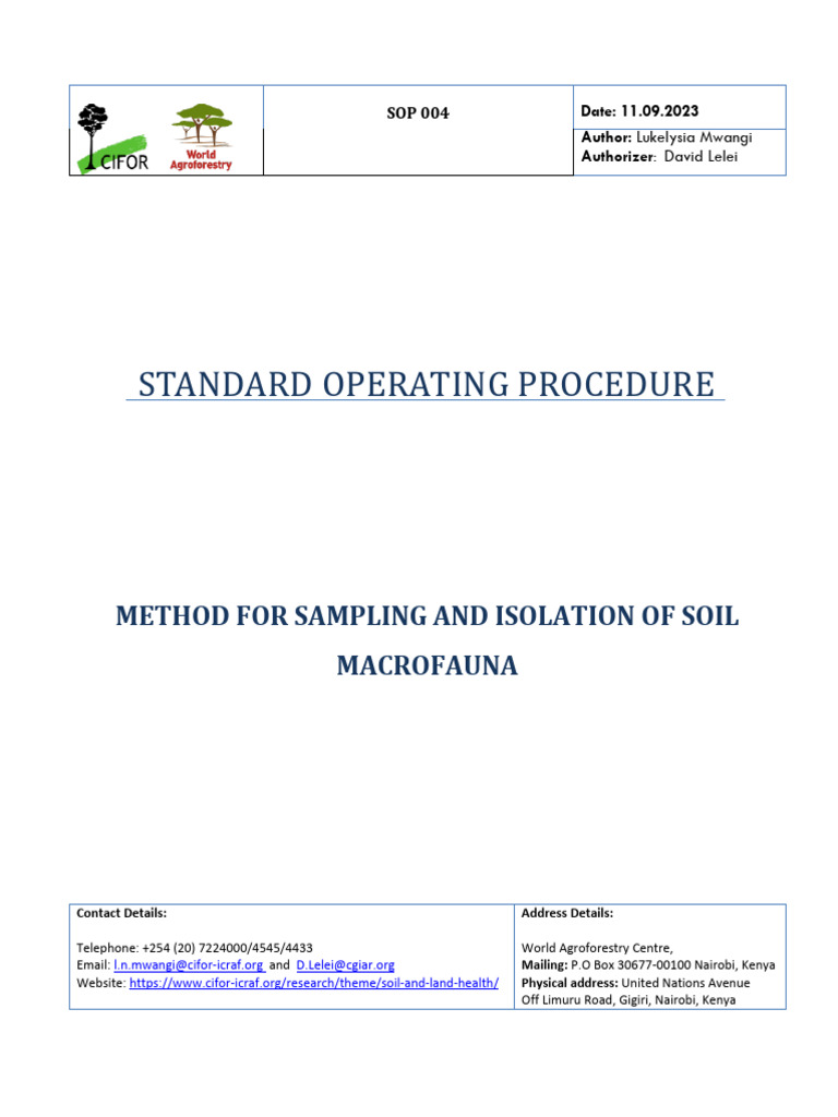 Method For Sampling and Isolation of Soil Macrofauna | PDF | Soil ...