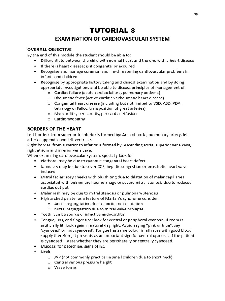 Tutorial 8 Cardiovascular System | PDF | Pulse | Heart