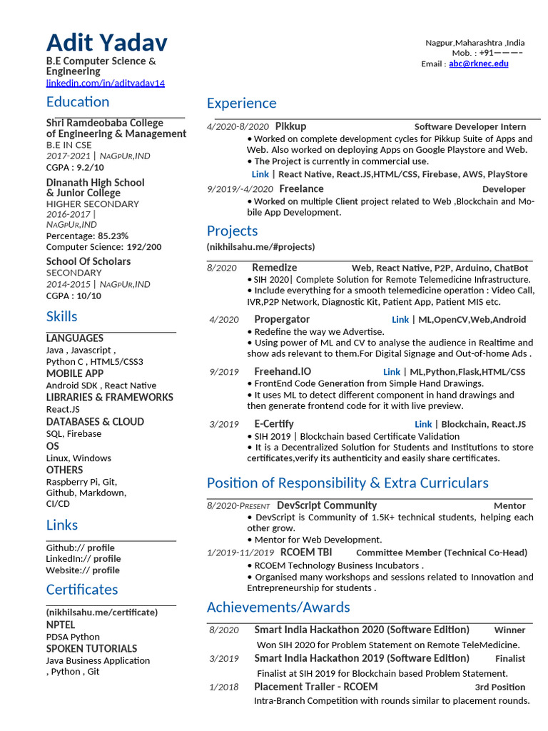 ATS Friendly Resume Template 3 2025 23 02 08 28 18 | PDF | Mobile App | Computing