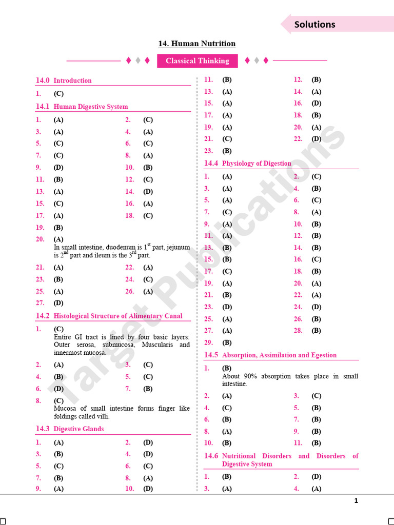 XI 14 Human Nutrition - Hint - 64c89c812771b | PDF | Digestion | Stomach