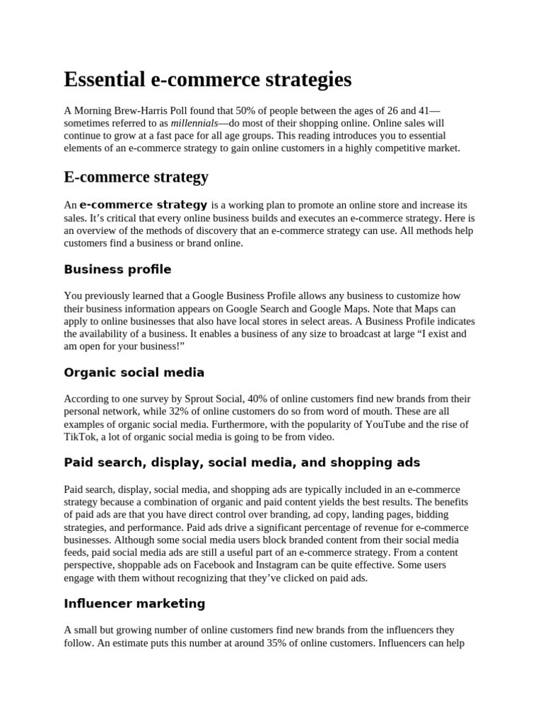 Essential E-Commerce Strategies | PDF | Advertising | E Commerce