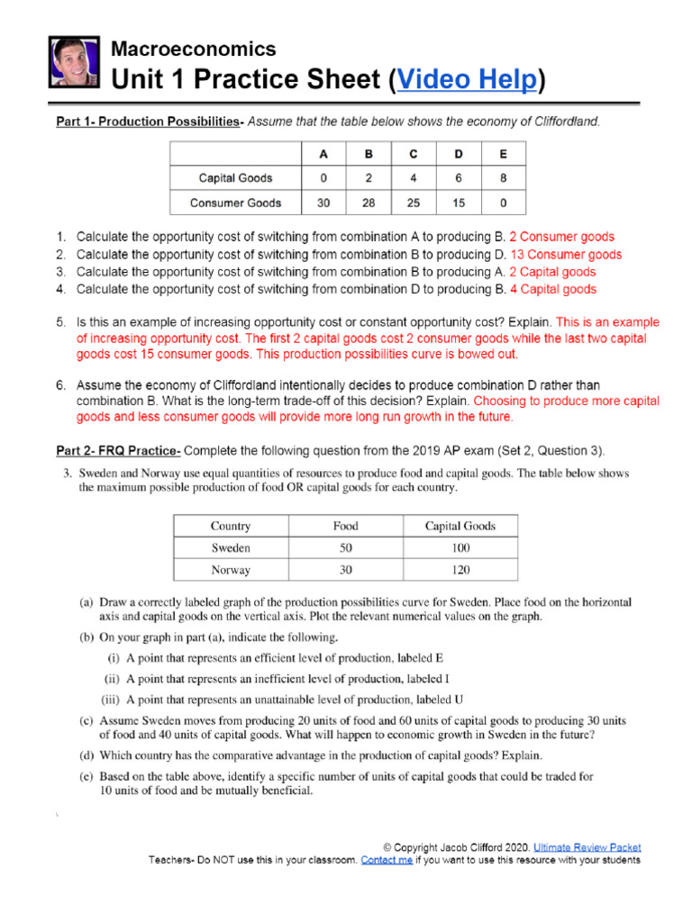 Unit 1 Practice Sheet | PDF