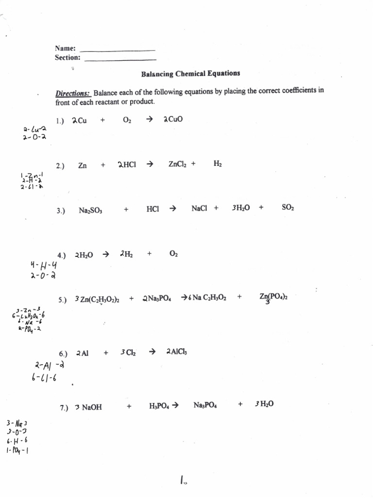 Balancing Chemical Equations | PDF