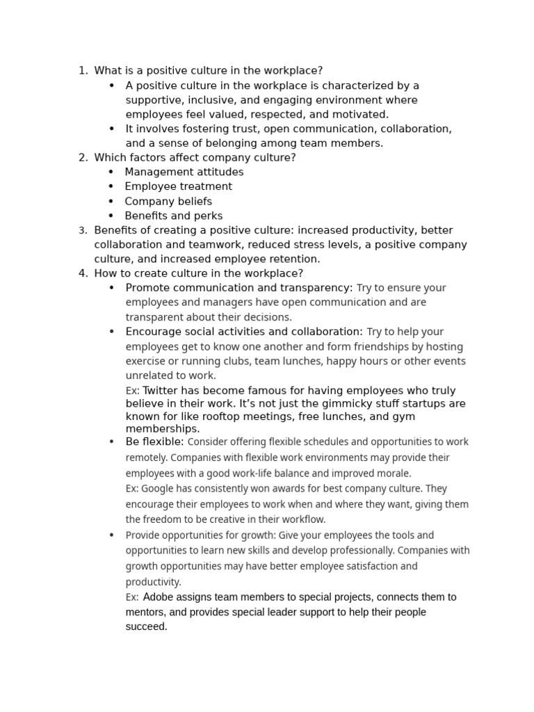 Building a Positive Workplace Culture | PDF | Social Psychology ...