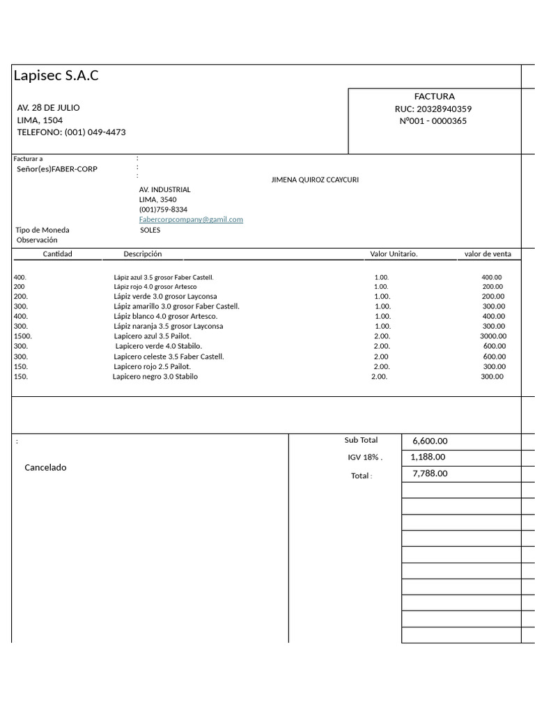 Factura Grupo | PDF | Implementos de escritura | Grafito