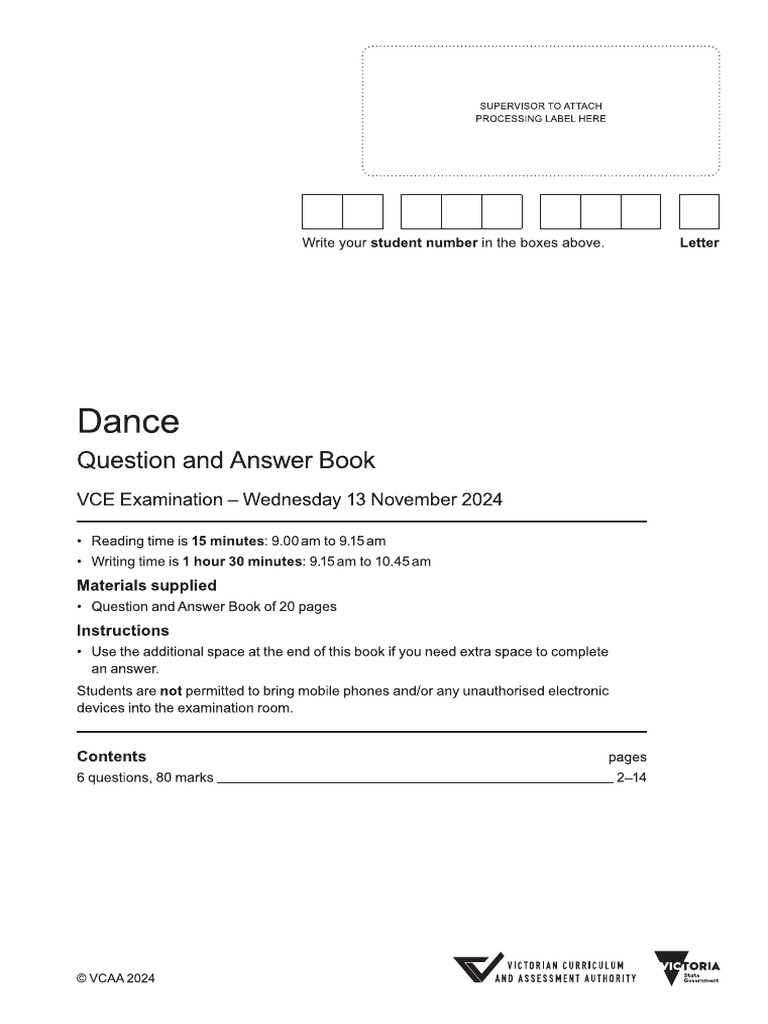 VCE Dance Written Examination | PDF
