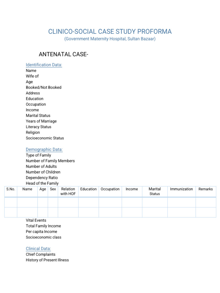Case Proforma - SBH | PDF | Pregnancy | Health Care