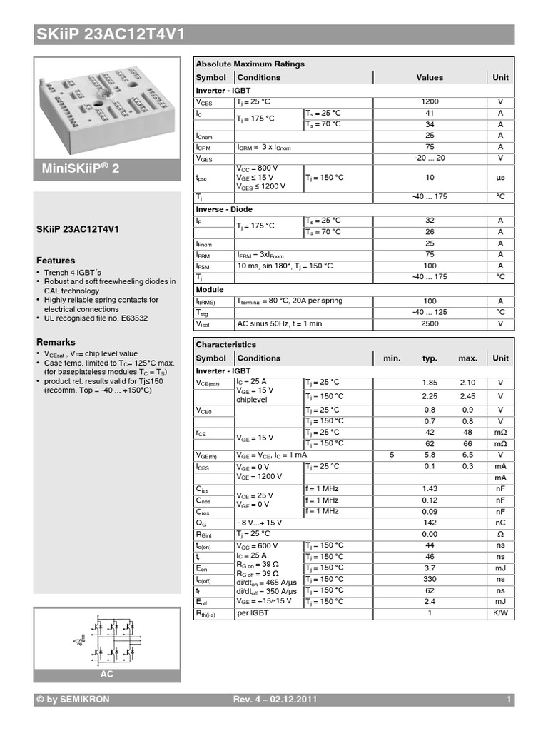 Skiip 23Ac12T4V1: Miniskiip 2 | PDF | Electrostatic Discharge ...