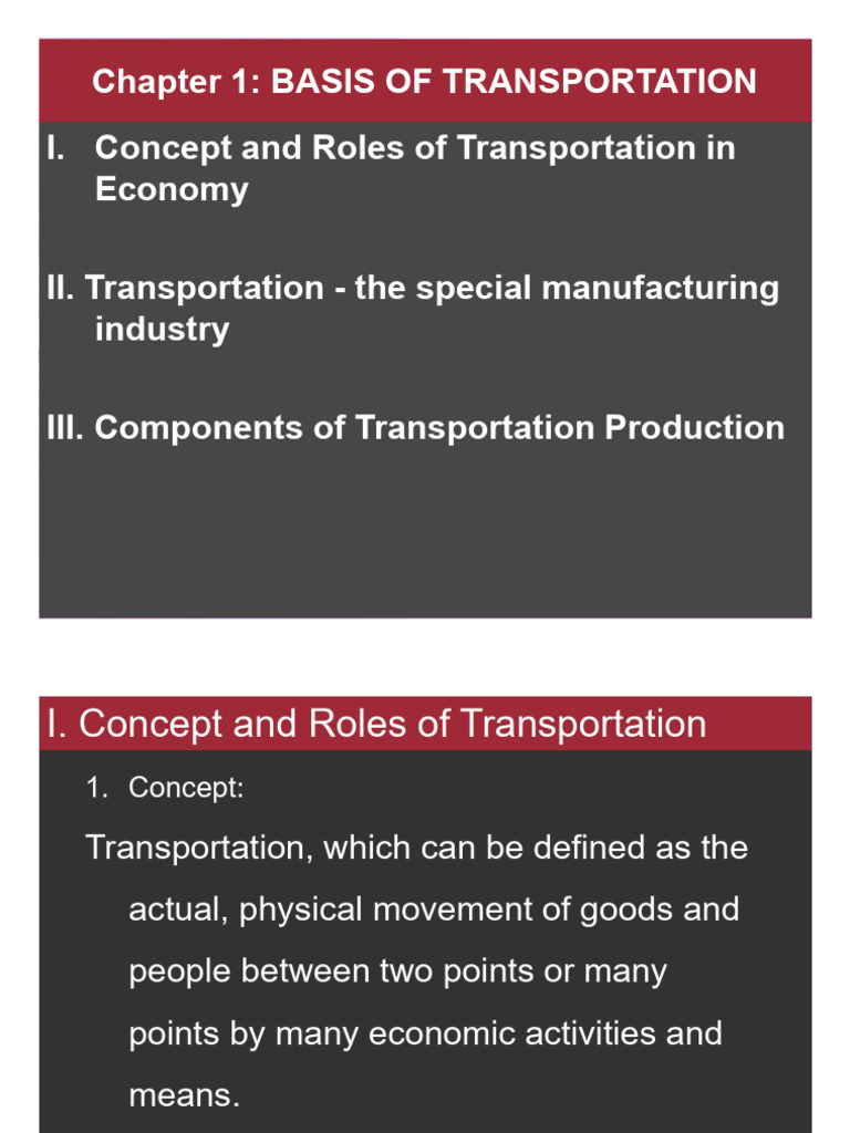Chapter 1 - Basis of Transportation | PDF | Transport | Cargo