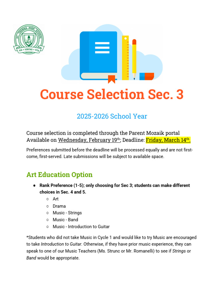 Course Selection Sec. 3 1 | PDF