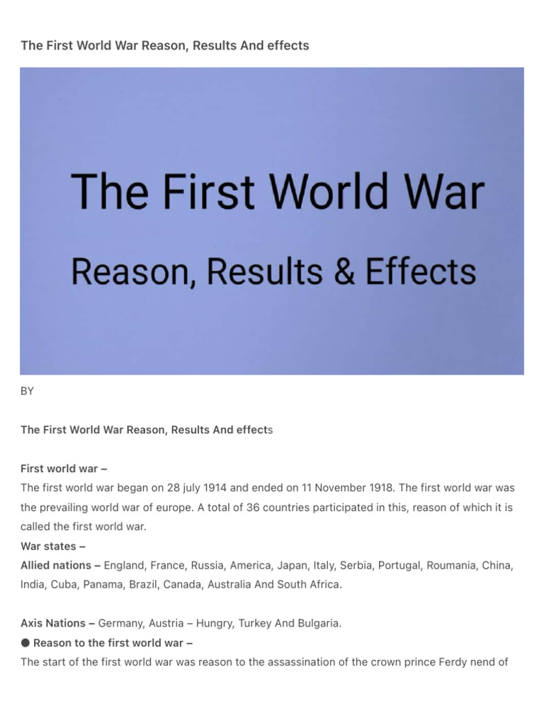 Causes and Effects of World War I | PDF | World War I | German Empire