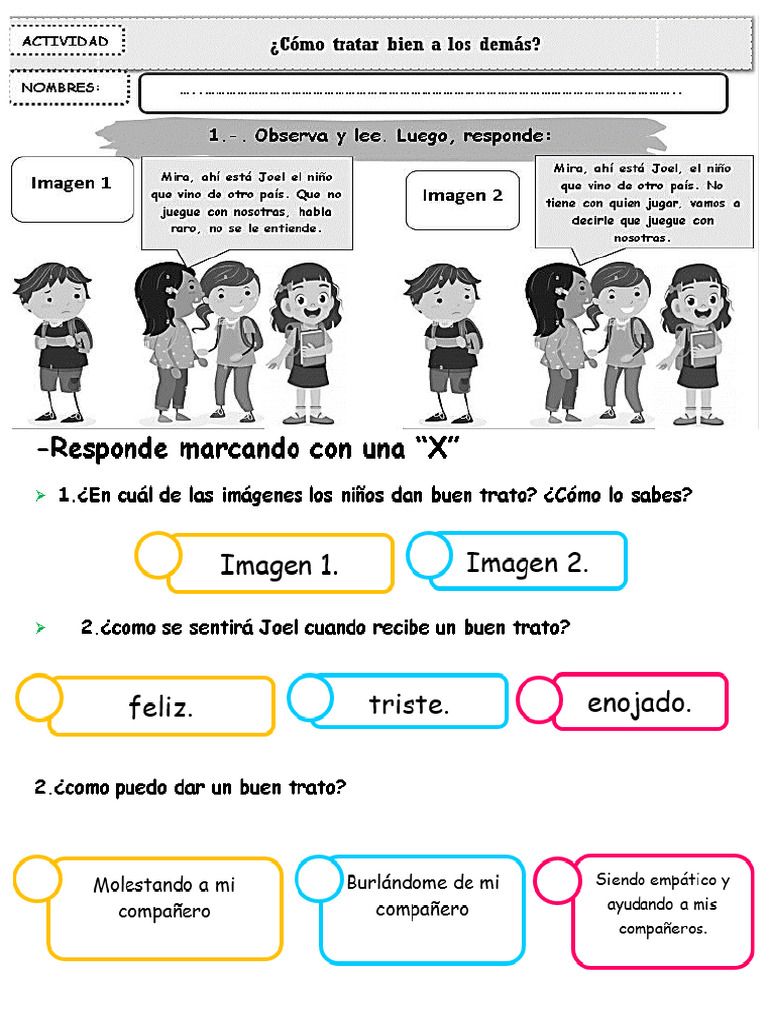 Ficha Tut. Como Trratar Bien A Los Demas | PDF