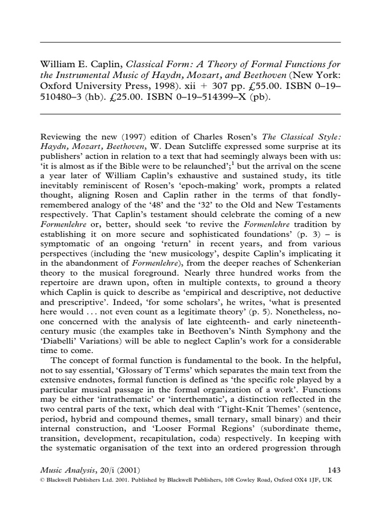 William_E_Chaplin_Classical_Forum_A_Theo | PDF | Musical Forms ...