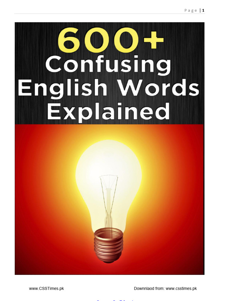 600 Confusing Words | PDF | Plural | Pain