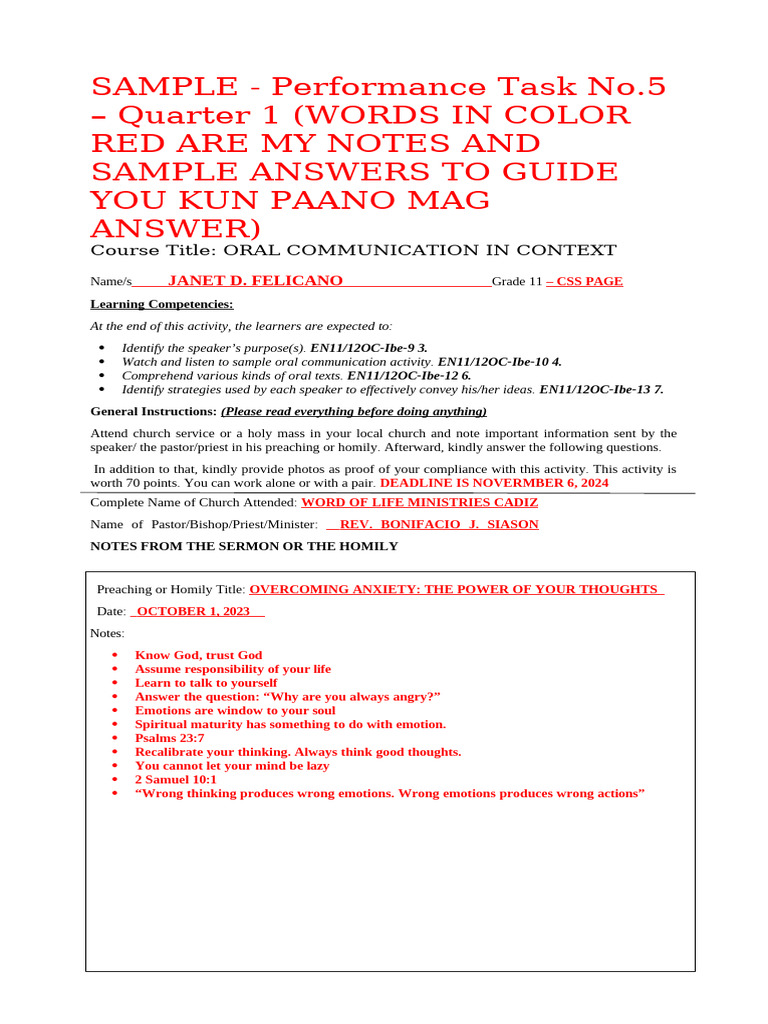 SAMPLE-SAMPLE-SAMPLE-of-Performance-Task-No.-1-Church-Activity | PDF ...