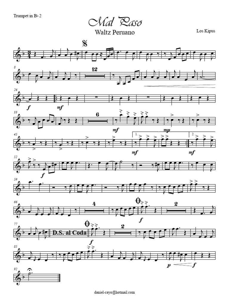 Mal Paso - Trumpet in BB 2 | PDF | Calligraphie latin | Graphèmes