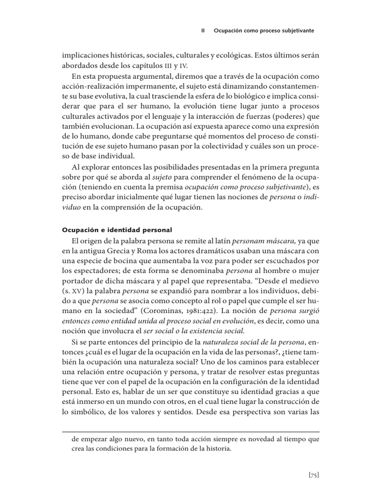 Ocupación y su impacto en la identidad | PDF | Existencia | Evolución