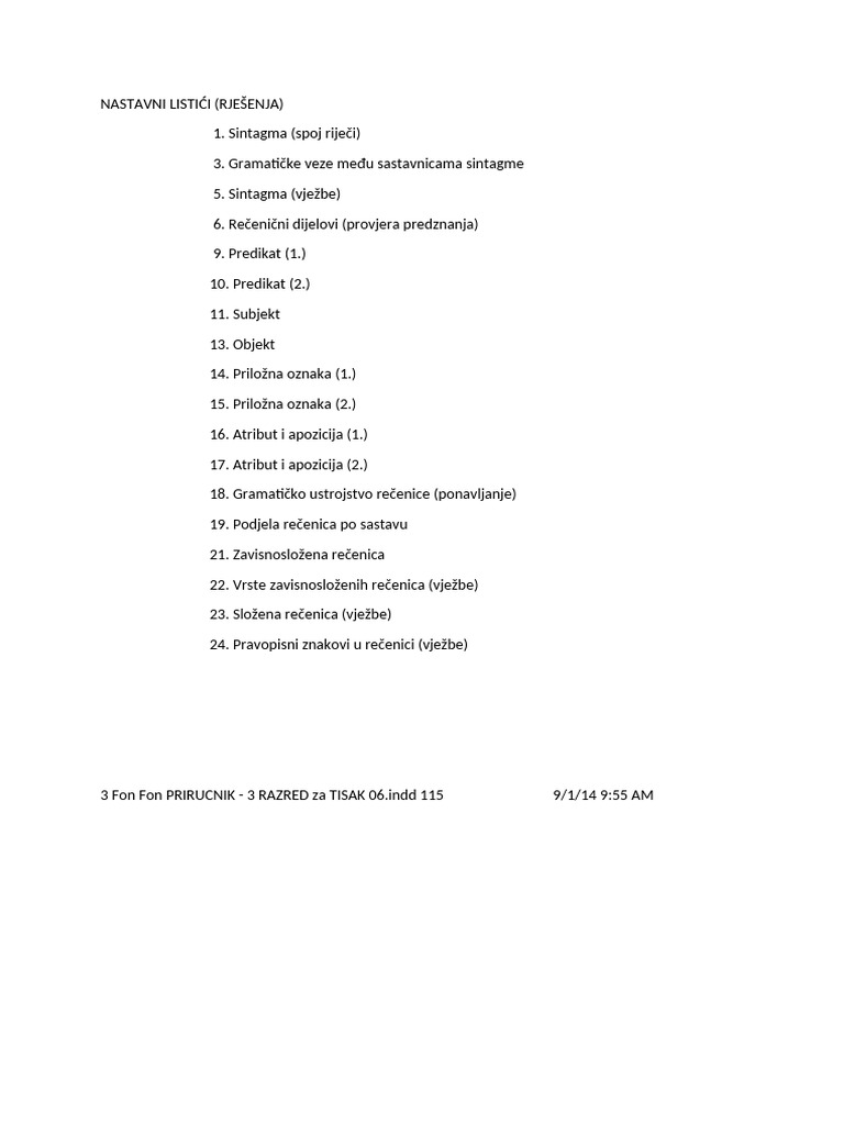 NASTAVNI LISTIĆI 3 Rješenja | PDF