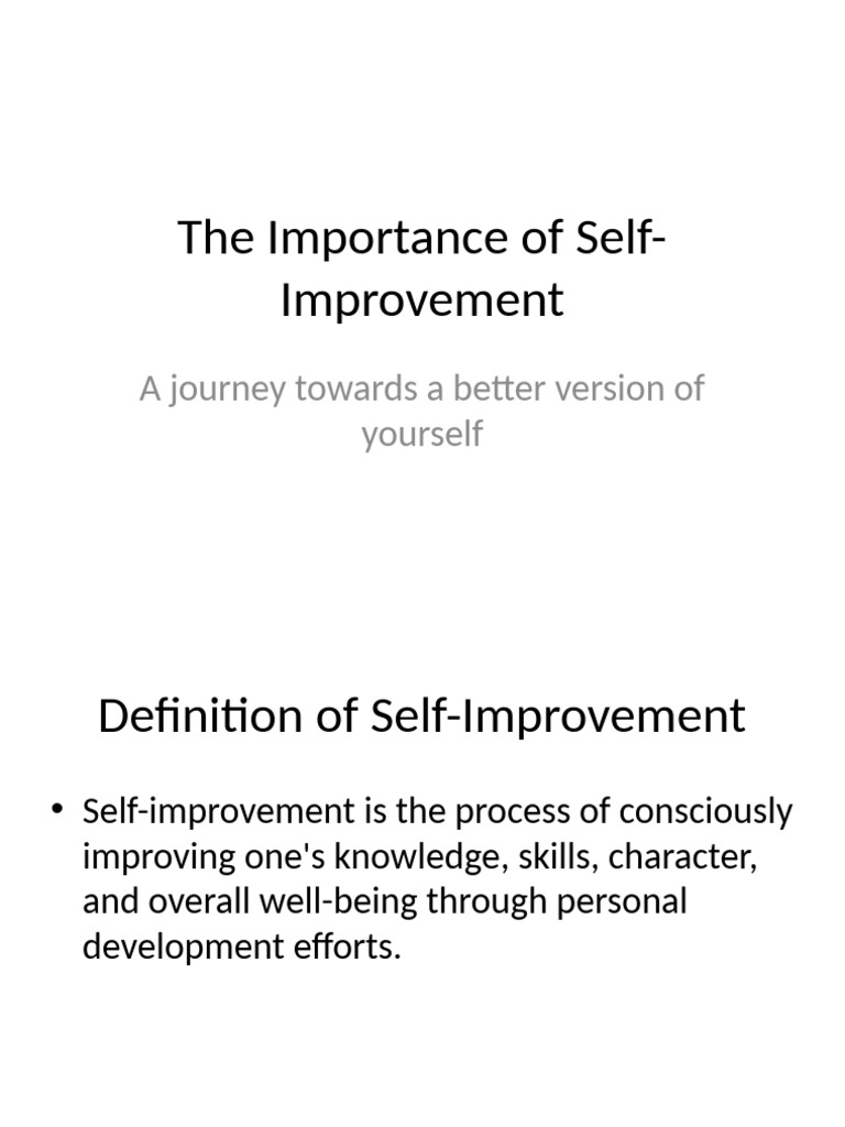 Importance of Self-Improvement Journey | PDF